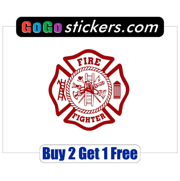 Fire Fighter Sticker - XL - apx 9" x 9" - USA - Patriotic - First Resp ...
