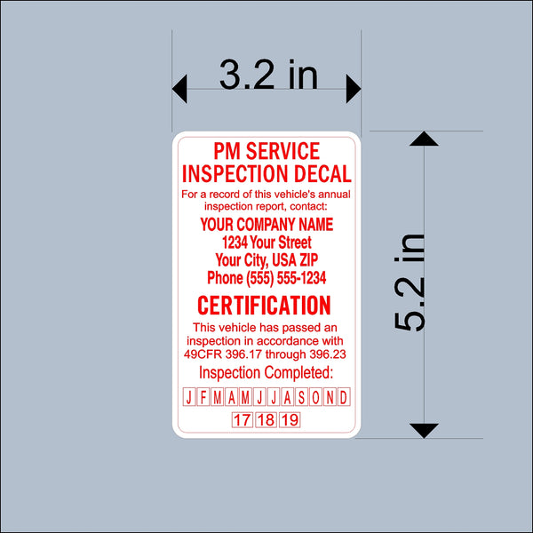 PM Service Due Inspection Decal Sticker - Trucks, Trailers, Tankers ...